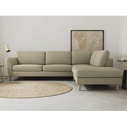 Ecksofa Home Affaire "MARSEILLE 278/202 cm, L-Form, Ottom. rechts/links, verschiedene Bez&uuml;ge", beige, B:278cm H:88cm T:202cm, Webstoff (100% Polyester);Struktur fein (58% Polyester, 22% Polypropylen);Filzoptik (100% Polyester), Sofas, Ecksofa, Massivholzbeine Eiche, Landhausstil, Wellenunterfederung