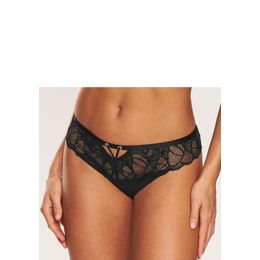 String Lascana "Alicia", Damen, Gr. 32/34, schwarz, Microtouch, Obermaterial: 84% Polyamid, 16% Elasthan, Unterhosen String, mit sch&ouml;nem Bund aus feiner Spitze