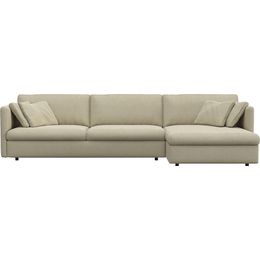 Ecksofa FLEXLUX "Lovane", beige (sandy beige), B:323cm H:84cm T:183cm, 100% Polyester, Sofas, Ecksofa, Weich & anschmiegsam, gro&szlig;e Sitztiefe auf Kaltschaum, Dekokissen inkl.