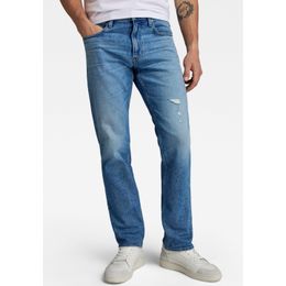 G-Star Raw Straight-Jeans G-STAR "Mosa Straight", Herren, Gr. 34, L&auml;nge 34, blau (sun faded blau donau), Denim/Jeans, Obermaterial: 99% Baumwolle, 1% Elasthan, straight fit normal, Jeans Straight-Jeans, mit hellen N&auml;hten