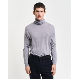 Rollkragenpullover Gant "EXTRAFINE MERINO WOOL TURTLENECK", Herren, Gr. 4XL, grau (grau melange), Strick, Obermaterial: 100% Wolle, regular fit, Rippb&uuml;ndchen, Pullover Rollkragenpullover