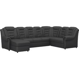 Wohnlandschaft Home Affaire "Boston U-Form", schwarz, B:333cm H:102cm T:216cm, 64% Polyurethan, 25% Polyester, 11% Baumwolle, Sofas, Wohnlandschaft, mit hoher R&uuml;ckenlehne, wahlweise mit Bettfunktion & Stauraum