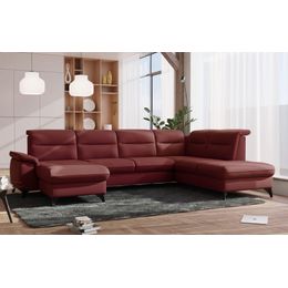 Sit & More Wohnlandschaft SIT & MORE "Astoria U-Form", rot (bordeaux), B:329cm H:91cm T:225cm, 100% Polyester, Sofas, Wohnlandschaft, wahlweise mit motorischer Relaxfunktion