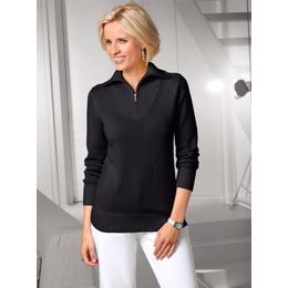 Troyer Casual Looks "Pullover", Damen, Gr. 42, schwarz, 50% Baumwolle, 50% Polyacryl, meliert, unifarben, figurumspielend, Pullover Troyer