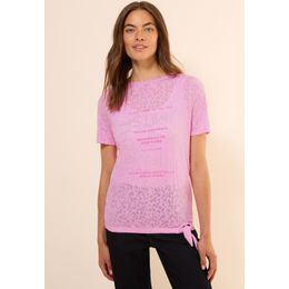 T-Shirt Cecil, Damen, Gr. XS (36), rosa (cherry blossom pink), Jersey, Obermaterial: 50% Baumwolle, 50% Polyester, bedruckt, regular fit taillenbedeckt, U-Boot-Ausschnitt, gerader Abschluss, Shirts T-Shirt, mit Schmucksteinen