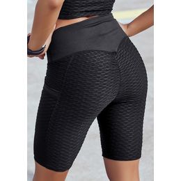 Radlerhose Vivance ACTIVE, Damen, Gr. M (40/42), N-Gr, schwarz, Obermaterial: 86% Polyester, 14% Elasthan. Meshfutter: 90% Polyester, 10% Elasthan, Mesh, unifarben, figurbetont kniefrei, Hosen Radlerhose, mit Wabendesgin und zwei Taschen