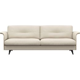 3-Sitzer FLEXLUX "Glow Designsofa, bequem und komfortabel durch hochwertigen Sitzaufbau", wei&szlig; (warm wei&szlig;), B:224cm H:81cm T:91cm, 100% Echteder, Sofas, 3-Sitzer, Skandinavisches Design, In hochwertiger Verarbeitung