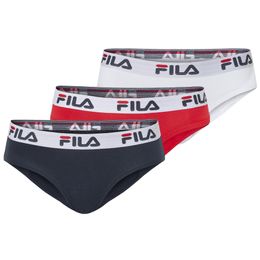 Slip Fila "WOMAN BRIEF", Damen, Gr. L, wei&szlig;, navy, rot, Obermaterial: 95% Baumwolle, 5% Elasthan, k&ouml;rpernah, Unterhosen Slip, mit elastischem Logobund