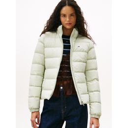 Steppjacke Tommy Jeans "TJW BASIC HOODED DOWN JACKET EXT", Damen, Gr. XS (34), gr&uuml;n (misty sage (lindgr&uuml;n)), Web, Obermaterial: 100% Polyester. Futter: 100% Polyester. Wattierung: 70% Daunen, 30% Federn, unifarben, regular fit h&uuml;ftlang, eingesetzt B&uuml;ndchen, Jacken Steppjacke, mit Logostickerei