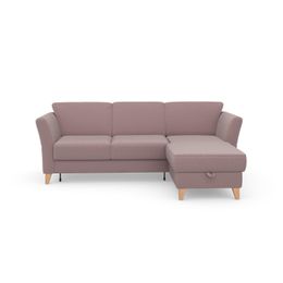 Sit & More Ecksofa SIT & MORE "Visby L-Form", rosa (altrosa), B:248cm H:87cm T:162cm, Sofas, Ecksofa, Wahlweise mit Bettfunktion und Bettkasten, frei im Raum stellbar