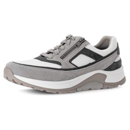 Keilsneaker ROLLINGSOFT, Herren, Gr. 10,5 (45), grau (grau, wei&szlig;), Mesh, Veloursleder, Schuhe Keilsneaker, Schn&uuml;rschuh, Halbschuh, Freizeitschuh, Au&szlig;enrei&szlig;verschluss, G-Weite