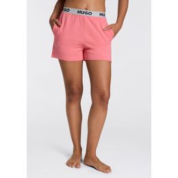 Pyjamahose HUGO UNDERWEAR "SPORTY LOGO_SHORTS", Damen, Gr. XS, N-Gr, rot (light, pastel rot 630), Sweatware, Obermaterial: 66% Baumwolle, 30% Polyester, 4% Elasthan, Basic lang, Hosen Pyjamahose, mit elastischem Bund