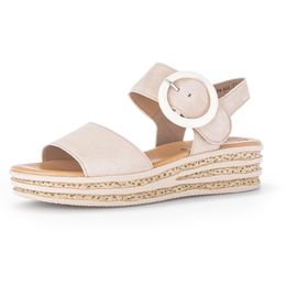 Keilsandalette Gabor, Damen, Gr. 38, rosa (ros&eacute;), Ziegenveloursleder, unifarben, Schuhe Keilsandalette, Plateau, Sommerschuh, Sandale mit trendigem Zierschnalle