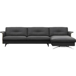 Ecksofa FLEXLUX "Glow Designsofa, bequem und komfortabel durch hochwertigen Sitzaufbau", schwarz (deep schwarz), B:305cm H:81cm T:158cm, 100% Echteder, Sofas, Ecksofa, L-Form, Modernes skandinavisches Design