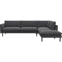 Ecksofa FLEXLUX "Bolzano, elegant und bequem, L-Form", grau (dervit grau), B:295cm H:61cm T:222cm, 100% Polyester, Sofas, Ecksofa, Sitzaufbau mit Kaltschaum & Stahl-Wellen, lose Sitz -& R&uuml;ckenkissen