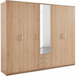 Kleiderschrank Priess "Husum", braun (livornobuchefarben), B:231cm H:196cm T:57cm, Holzwerkstoff, Schr&auml;nke, Kleiderschrank, mit dekorativen Kranz, wahlweise mit Schubk&auml;sten