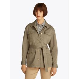 Outdoorjacke Tommy Hilfiger "GOLD BUTTON UTILITY JACKET", Damen, Gr. S (36), braun (tundra braun), Web, Obermaterial: 97% Baumwolle, 3% Elasthan, unifarben, regular fit h&uuml;ftlang, 1-Knopf-Manschette, Jacken Outdoorjacke, mit goldfarbenem Knopf
