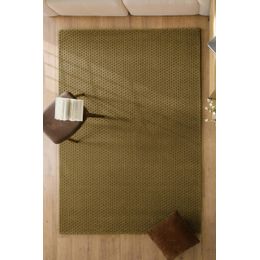 Teppich Wecon Home "Castello THREE", blass gr&uuml;n, B:160cm H:7mm L:230cm, Schurwolle, Teppiche, Teppich, Schurwolle, Kurzflor mit Hoch-Tief-Effekt, Wohnzimmer, Punktmuster