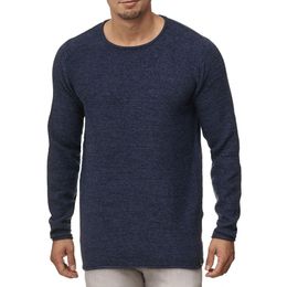 Rundhalspullover INDICODE "Kristian", Herren, Gr. XL, blau (navy), Strick, Obermaterial: 100% Baumwolle, unifarben, regular fit normal, Rundhals, Pullover Rundhalspullover