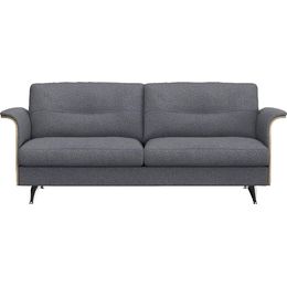 2,5-Sitzer FLEXLUX "Glow Sofa, Couch", blau (navy blau), B:191cm H:81cm T:91cm, 62% Polyester/17%Baumwolle/14%Viscose/7%Leinen, Sofas, 2 5-Sitzer, Premium-Sitz: Kaltschaum & Federkern, Arml. ge&ouml;lte Eiche, Fu&szlig; Alu
