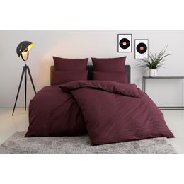 Bettw&auml;sche Bruno Banani "Jassen", schwarz (bordeaux, anthrazit), B/L: 135cm x 200cm, 1 Stk., 1 Stk., Renforc&eacute;, B/L: 80cm x 40cm, 2 Stk., Renforc&eacute;, Obermaterial: 100% Baumwolle, Bettw&auml;sche, Bettw&auml;sche, moderne Bettw&auml;sche aus Baumwolle, Bettw&auml;sche mit Streifen-Design