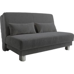 Schlafsofa Home Affaire "Gina", grau (anthrazit), B:140cm H:86cm T:195cm, Sofas, Schlafsofa, mit einem Handgriff vom Sofa zum Bett