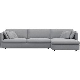 Ecksofa FLEXLUX "Lovane", grau (sophisto grau), B:323cm H:84cm T:183cm, 100% Polyester, Sofas, Ecksofa, Weich & anschmiegsam, gro&szlig;e Sitztiefe auf Kaltschaum, Dekokissen inkl.