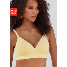 Push-up-BH Lascana "COMFY BRA", Damen, Gr. 85, Cup D, gelb (vanille), Piqu&eacute;, Obermaterial: 50% Baumwolle, 33% Polyamid, 14% Polyester, 3% Elasthan, Basic, BHs Push-up-BH, ohne B&uuml;gel aus Baumwolle, Basic Dessous, Topseller