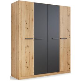 Dreht&uuml;renschrank Rauch "Kleiderschrank Schrank Garderobe Garderobenschrank Stauraumwunder MODI", grau (eiche artisan, graumetallic), B:181cm H:210cm T:54cm, Holzwerkstoff, Schr&auml;nke, Dreht&uuml;renschrank, optional mit Spiegel MADE IN GERMANY