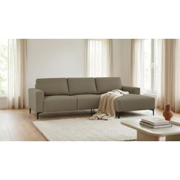 Ecksofa Home Affaire "Tournon, L-Form, Breite 262 cm, Webstoff, Chenille", gr&uuml;n (olive), B:262cm H:85cm T:152cm, 100% Polyester, Sofas, Ecksofa, Designsofa im nordischen Stil, Wellenunterfederung, Metallf&uuml;&szlig;e