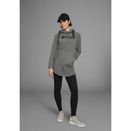 Jogginganzug OCEAN SPORTSWEAR "Essentials Joggingsuit", Damen, Gr. 44, grau (grau, schwarz), angeraute Sweatware, Obermaterial: 65% Baumwolle, 35% Polyester. Unterteil: 95% Baumwolle, 5% Elasthan, bequem, Sportanz&uuml;ge Jogginganzug, Extralanges Kapuzensweatshirt & Leggings im 2‑teiligen Set, Topseller
