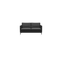 2-Sitzer FLEXLUX "Fiore, super Sitzkomfort durch Kaltschaum im Sitz", schwarz (deep schwarz), B:149cm H:85cm T:92cm, 100% Echteder, Sofas, 2-Sitzer, schmale Armlehnen, F&uuml;&szlig;e Alu+schwarz
