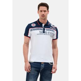 Cipo & Baxx Poloshirt CIPO & BAXX, Herren, Gr. 4XL, wei&szlig;, Jersey, Obermaterial: 95% Baumwolle, 5% Elasthan, bedruckt, mehrfarbig, regular fit normal, Rundhals, B&uuml;ndchen, Shirts Poloshirt