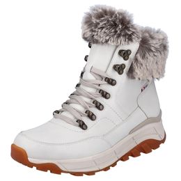 Winterboots RIEKER SPORT, Damen, Gr. 37, wei&szlig; (sanftes wei&szlig;), Leder, Textil, Schuhe Winterboots, Hightop Sneaker, Schn&uuml;rboots, Winterschuh mit Lammwollfutter