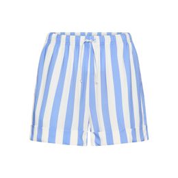 Schlafshorts s.Oliver, Damen, Gr. 44, N-Gr, blau gestreift, Web, Obermaterial: 100% Viskose, gestreift, loose fit kurz, Hosen Schlafshorts, mit breitem Aufschlag am Saum