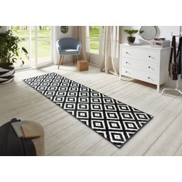 Teppich Hanse Home "Raute", schwarz (schwarz, creme), B:80cm H:9mm L:300cm, Kunstfaser, Teppiche, Teppich, L&auml;ufer, Kurzflor, Skandi, Raute, Wohnzimmer, Schlafzimmer, Flur