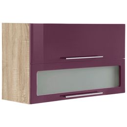 Klapph&auml;ngeschrank KOCHSTATION "KS-Eton", lila (aubergine hochglanz), B:100cm H:57cm T:34cm, Schr&auml;nke, Klapph&auml;ngeschrank, Breite 100 cm