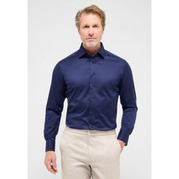 Langarmhemd Eterna "MODERN FIT", Herren, Gr. 43, Normalgr&ouml;&szlig;en, blau (dunkelblau), Twill, 100% Baumwolle, tailliert, Manschette, Hemden Langarmhemd, NON IRON (b&uuml;gelfrei)