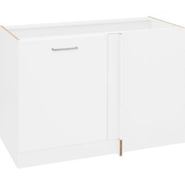 Eckunterschrank KOCHSTATION "KS-Visby", wei&szlig;, B:120cm H:82cm T:60cm, Schr&auml;nke, Eckunterschrank