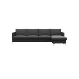 Ecksofa FLEXLUX "Fiore, L-Form, bequem und komfortabel durch hochwertigem Sitzaufbau", schwarz (deep schwarz), B:280cm H:85cm T:159cm, Sofas, Ecksofa, schmale Armlehnen, Kaltschaum, F&uuml;&szlig;e Alu