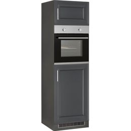 Backofen/K&uuml;hlumbauschrank KOCHSTATION "KS-Stockholm", grau (grau, grafit), B:60cm H:200cm T:60cm, Holzwerkstoff, MDF, Schr&auml;nke, Backofen/K&uuml;hlumbauschrank, hochwertige MDF-Fronten