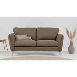 2-Sitzer Home Affaire "MARSEILLE Kompaktsofa 170 cm, Cord, Flachgewebe, Struktur, Webstoff", braun, B:170cm H:88cm T:90cm, 100% Polyester, Sofas, 2-Sitzer, Massivholzbeine Eiche, Landhausstil, Wellenunterfederung