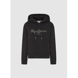 Kapuzensweatshirt Pepe Jeans "FRIDA HOODIE", Damen, Gr. S, schwarz, Sweatware, Obermaterial: 100% Baumwolle, regular fit, angesetztes B&uuml;ndchen, Sweatshirts Kapuzensweatshirt