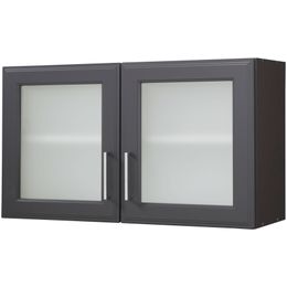 Glash&auml;ngeschrank KOCHSTATION "KS-Stockholm", grau (grau, grafit), B:100cm H:57cm T:34cm, Holzwerkstoff, MDF, Schr&auml;nke, Glash&auml;ngeschrank, hochwertige MDF-Fronten