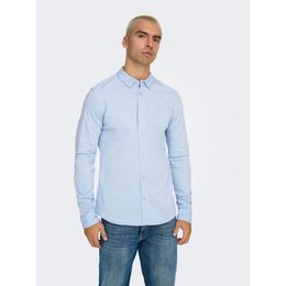 Only & Sons Langarmhemd ONLY & SONS "ONSROBIN B/U LS STRETCH SHIRT NOOS", Herren, Gr. S, N-Gr, blau (cashmere blau), Web, Obermaterial: 100% Baumwolle, unifarben, slim fit, &Auml;rmel mit &Auml;rmelschlitz 2-Knopf-Manschette, Hemden Langarmhemd
