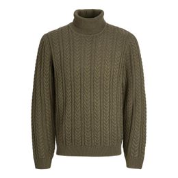 Jack & Jones Rollkragenpullover JACK & JONES "JPRBLUSEAN KNIT CABLE ROLL NECK", Herren, Gr. S, gr&uuml;n (schwarz olive), Strick, Obermaterial: 57% Polyacryl, 43% Baumwolle, unifarben, regular fit normal, Rippb&uuml;ndchen, Pullover Rollkragenpullover