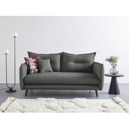 3-Sitzer Home Affaire "Lazio", grau (anthrazit), B:183cm H:94cm T:110cm, Sofas, 3-Sitzer, inklusive 1 Stk. Wende- und 1 Stk. Zierkissen