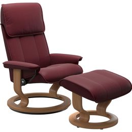 Relaxsessel stressless "Admiral", rot (bordeaux batick), B:87cm H:101cm T:78cm, Leder BATICK: BATICK ist ein leicht korrigiertes, durchgef&auml;rbtes und genarbtes M&ouml;belleder, bei dem die meisten Unebenheiten und Spuren in der Regel entfernt wurden., Sessel, Relaxsessel, mit Classic Base, Gr&ouml;&szlig;e M & L, Gestell Eiche