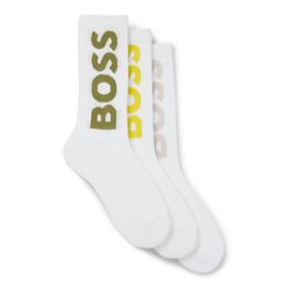 Socken BOSS "3P QS Rib Logo CC", Damen, Gr. 39-42, open miscellaneous 963, Baumwollmischung, unifarben, Socken Socken, mit Logo