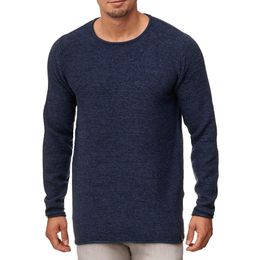 Rundhalspullover INDICODE "Kristian", Herren, Gr. L, blau (navy), Strick, Obermaterial: 100% Baumwolle, unifarben, regular fit normal, Rundhals, Pullover Rundhalspullover